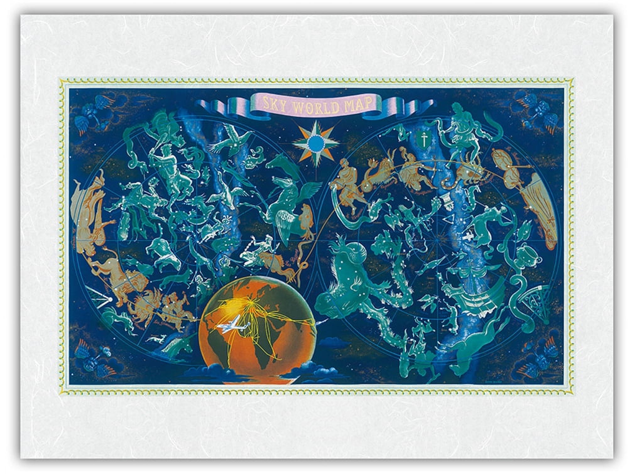 Sky World Map - Constellation Zodiac - Planisphere - Vintage Airline ...