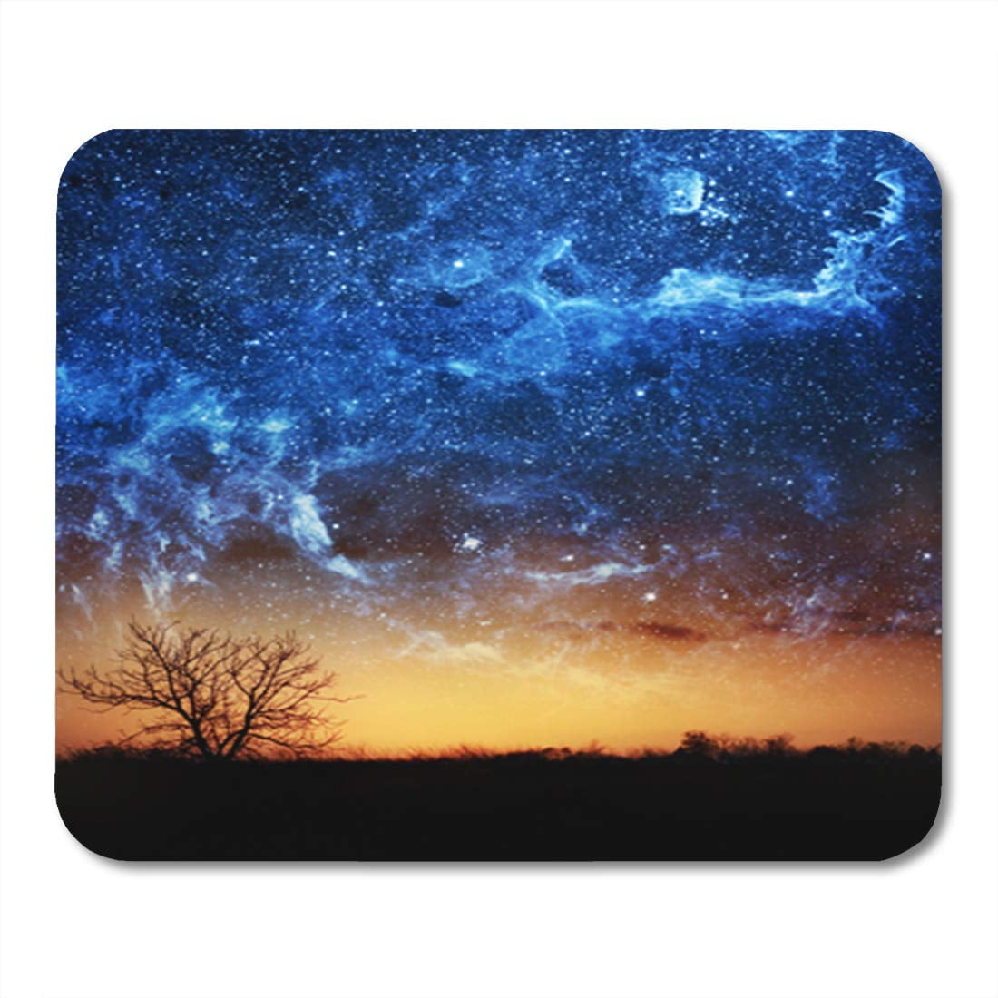 Sky a Single Tree with Beautiful Space Background Night Star Mousepad ...