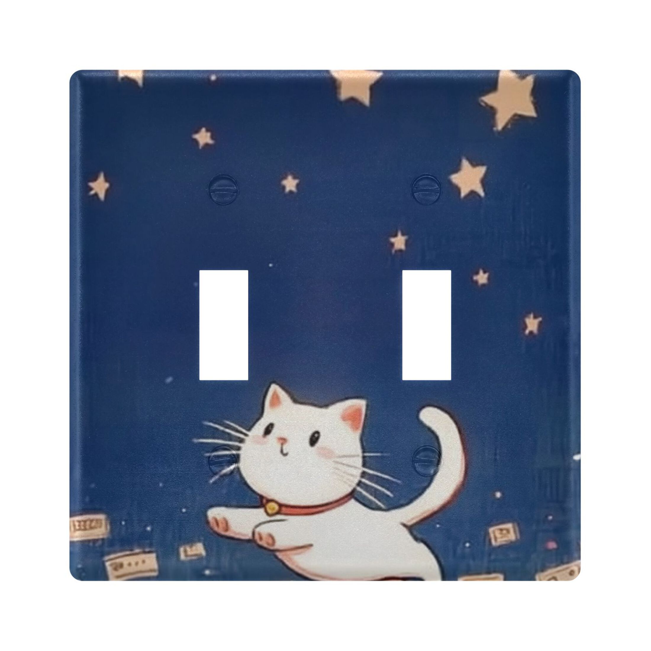 Sky and Cat Light Switch Cover Decorative 2 Gang Wall Plate Toggle ...
