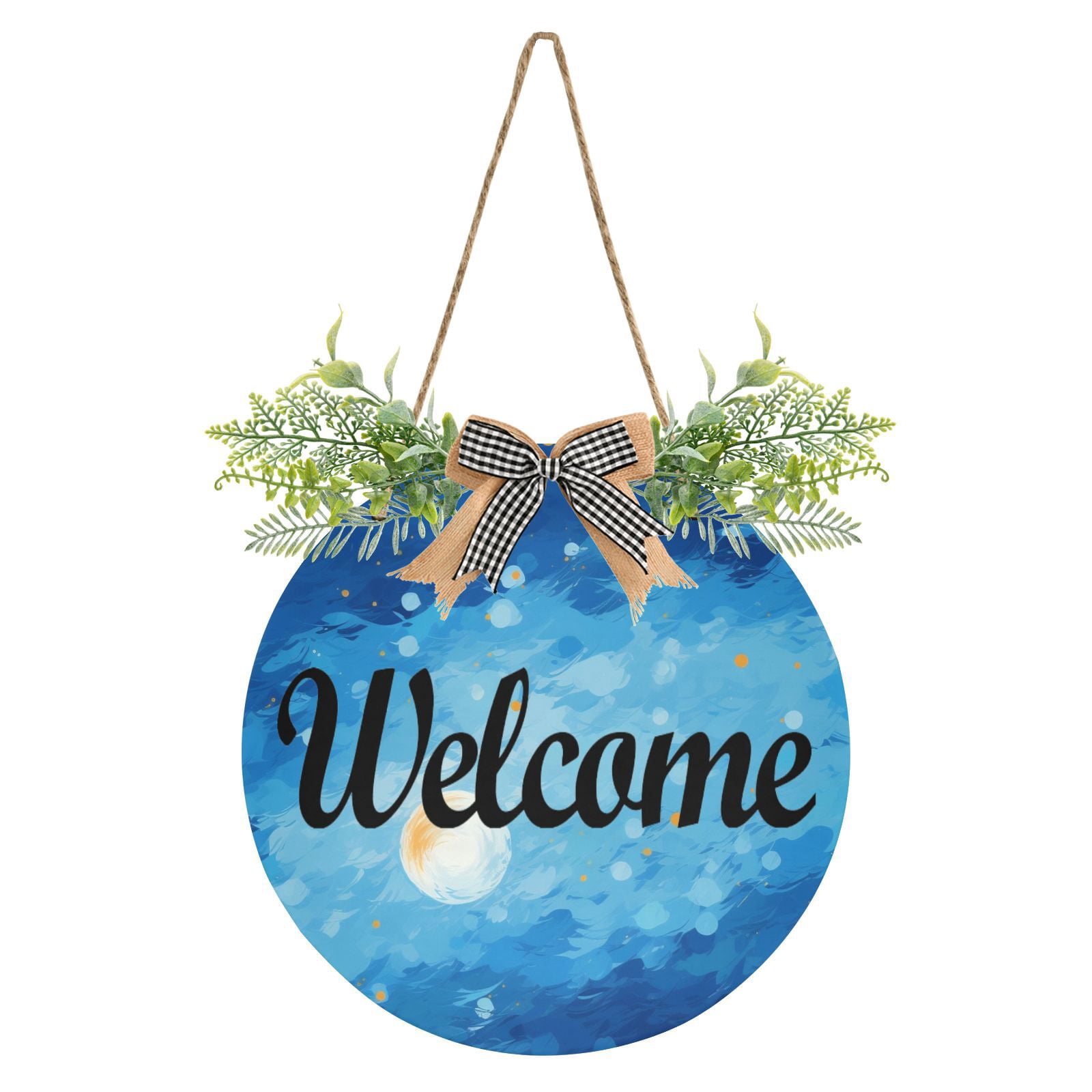 Sky and Moon Welcome Sign for Front Door Wreath Door Sign for Farmhouse ...