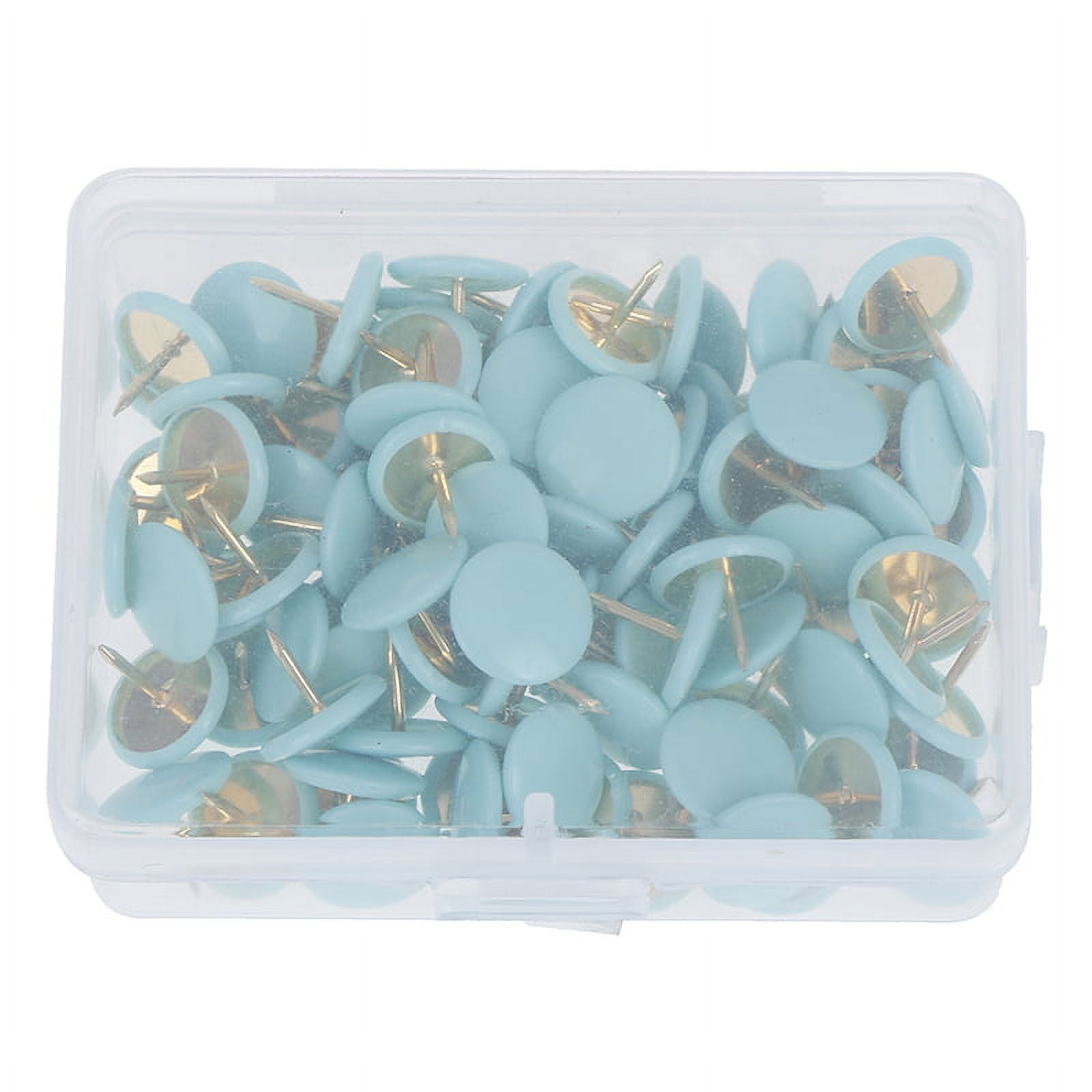 (Sky blue) 100Pcs Round Push Pins Notice Board Map Thumb Tacks Point ...