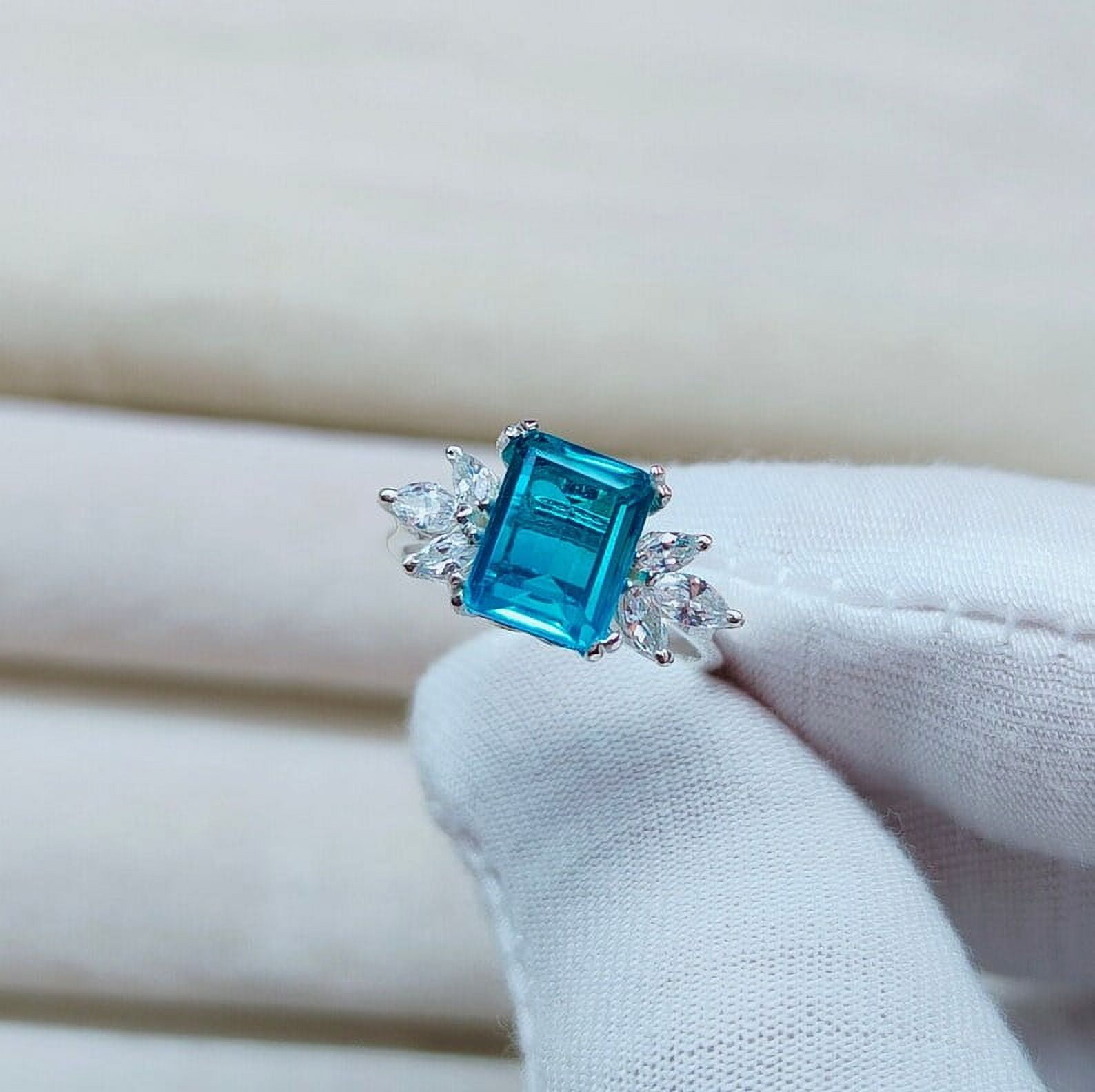 Sky blue sapphire ring,925 sterling silver ring,octagon cut sky blue ...