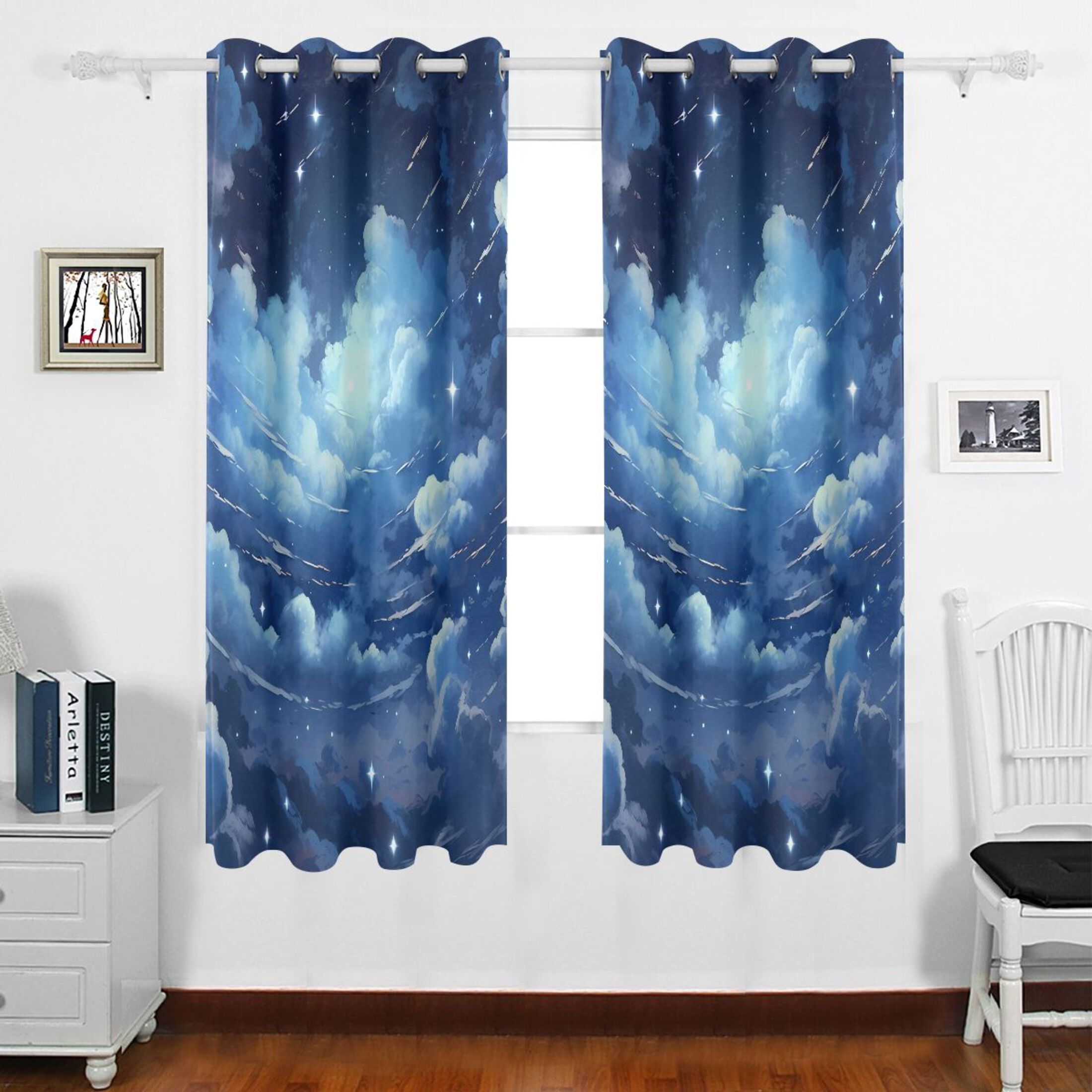 Sky with Cloud Grommet Blackout Curtains Thermal Insulated Window ...