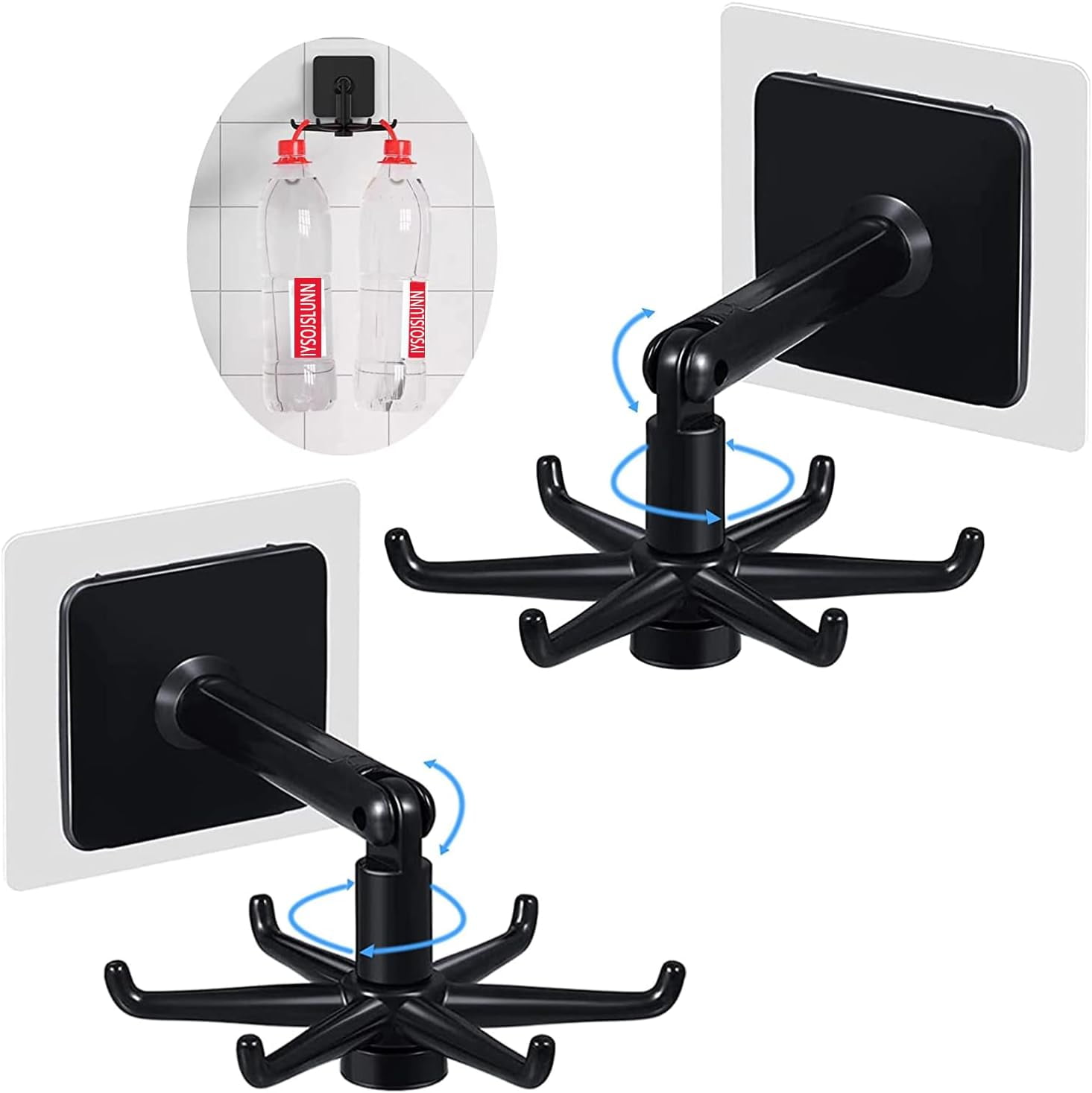 SkyAuks 2pcs Black Kitchen Utensil Hanger, 360 ° Utensil Holder Hooks ...