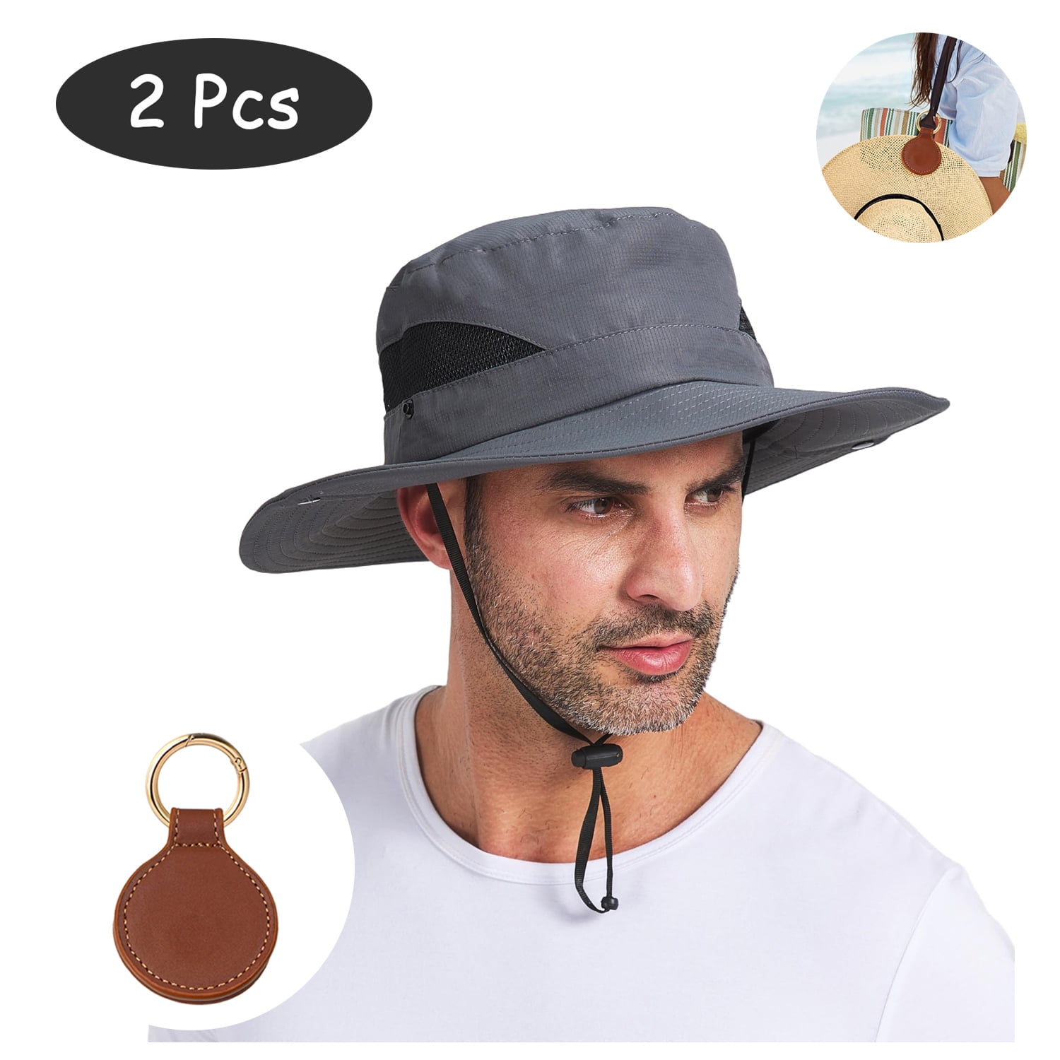 SkyAuks Sun Hats for Men with Hat Clip, Wide Brim UPF 50+ UV Protection ...