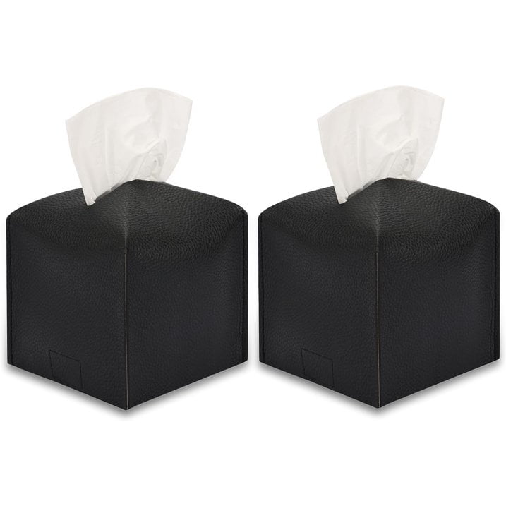 SkyAuks Tissue Box Cover, Decorative PU Leather Square Tissue Box ...