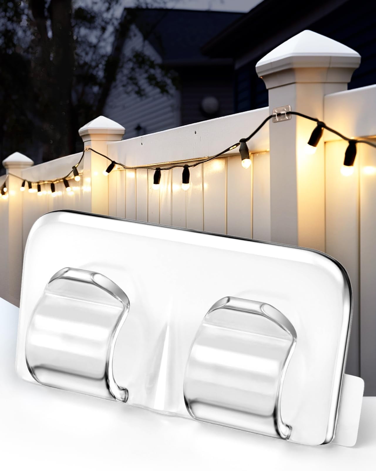 SkyAuks Waterproof Adhesive Hooks, Vinyl Clear, Durable Double Hook ...
