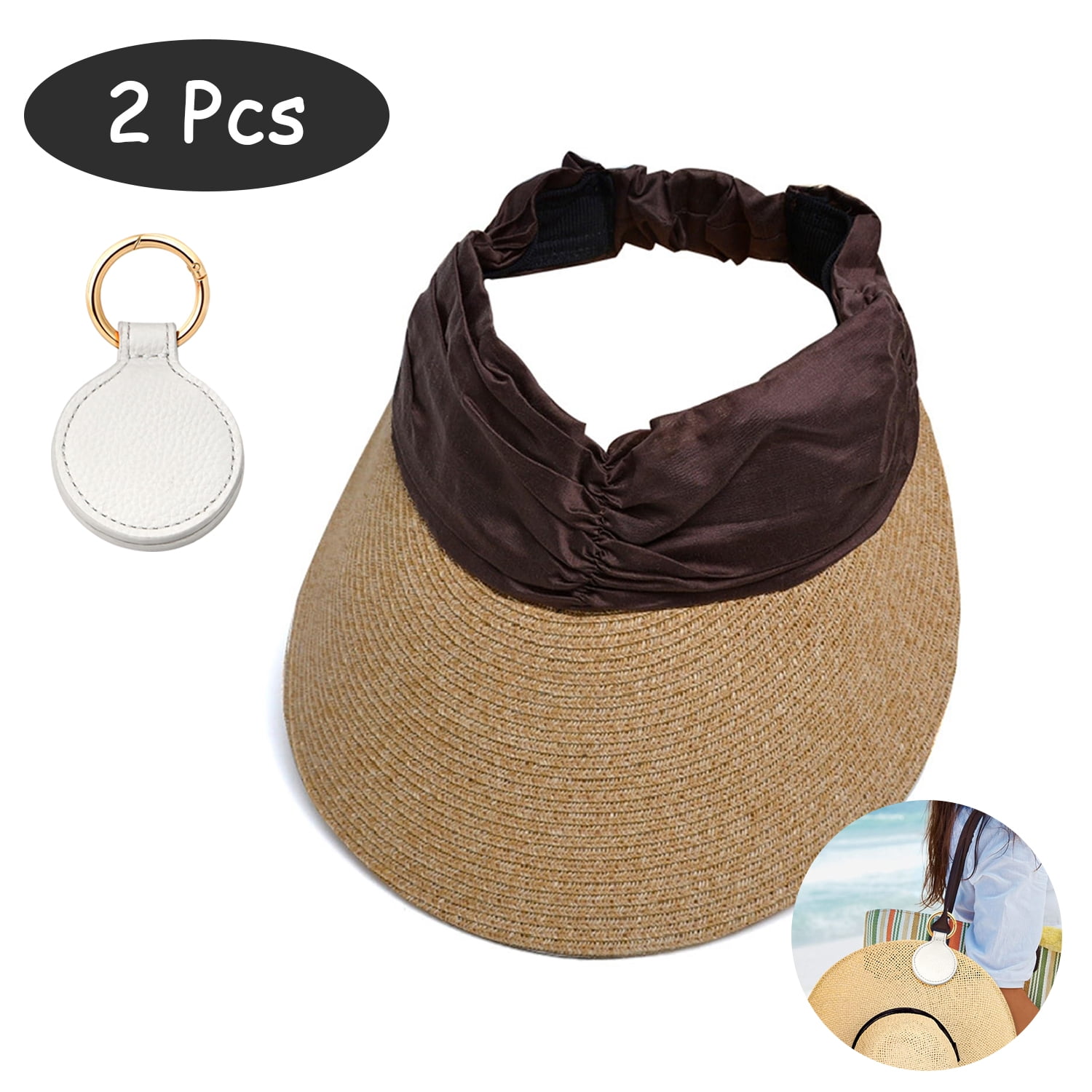 SkyAuks Wide Brim UV Sun Visor Hats for Women with Hat Clip, Foldable ...