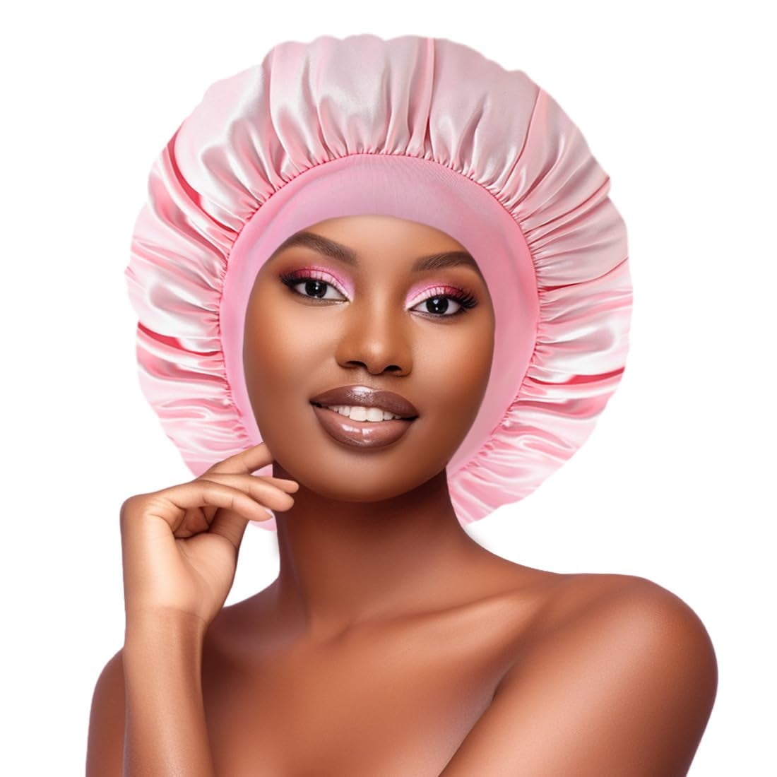 SkyAuks Women's Satin Silk Hair Bonnets for Sleeping, Satin Silk Bonnet ...