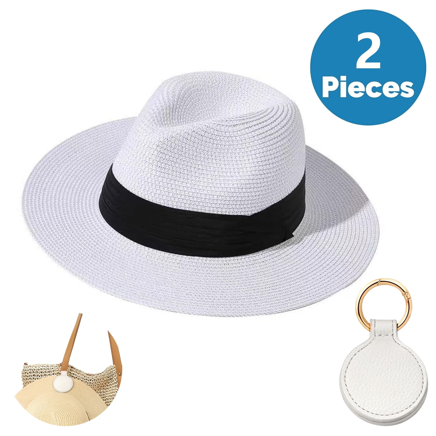 SkyAuks Womens Straw Hat with Hat Clip, Packable Protection UV Straw Hats, Wide Brim Panama Roll ...