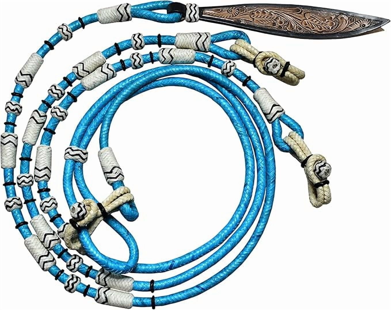 SkyBlue Rawhide Romel Reins with Natural Black Knots – 8.5 Ft Ranch ...