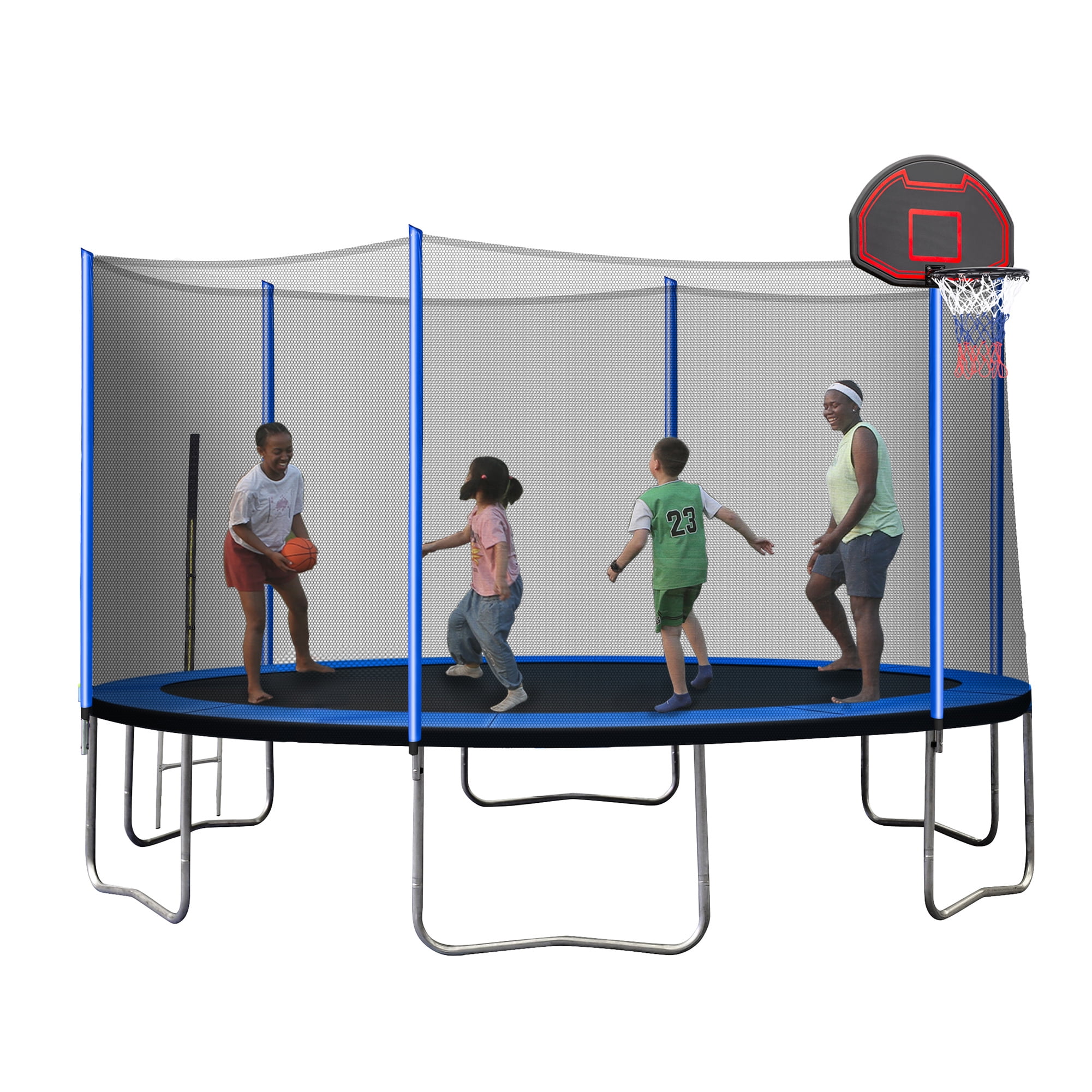 SkyBound 14ft Blue Trampoline with Safety Enclosure Net for Kids and ...