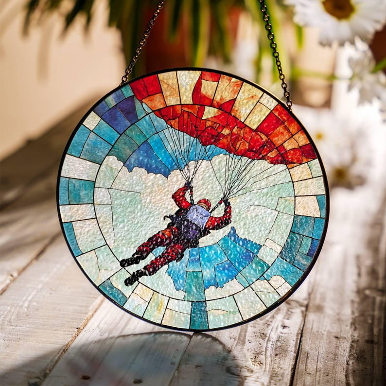 SkyDiving Stained Glass SunCatcher Sky Diving Light Catcher Window ...