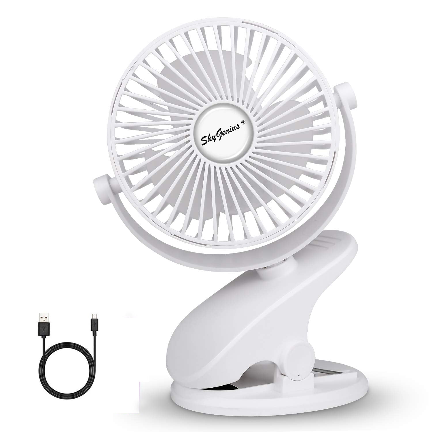 SkyGenius Battery Operated Mini Fan Clip on Desk Fan Baby Stroller Fan ...