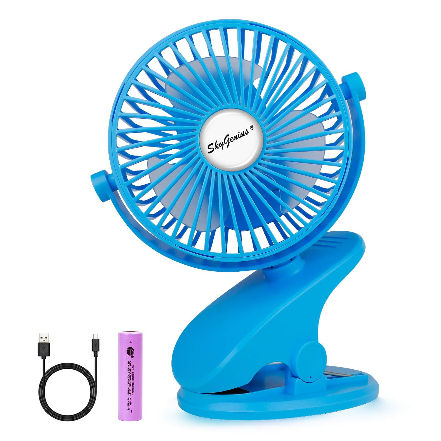SkyGenius Portable Baby Stroller Fan, USB Rechargeable, Blue - Walmart.com