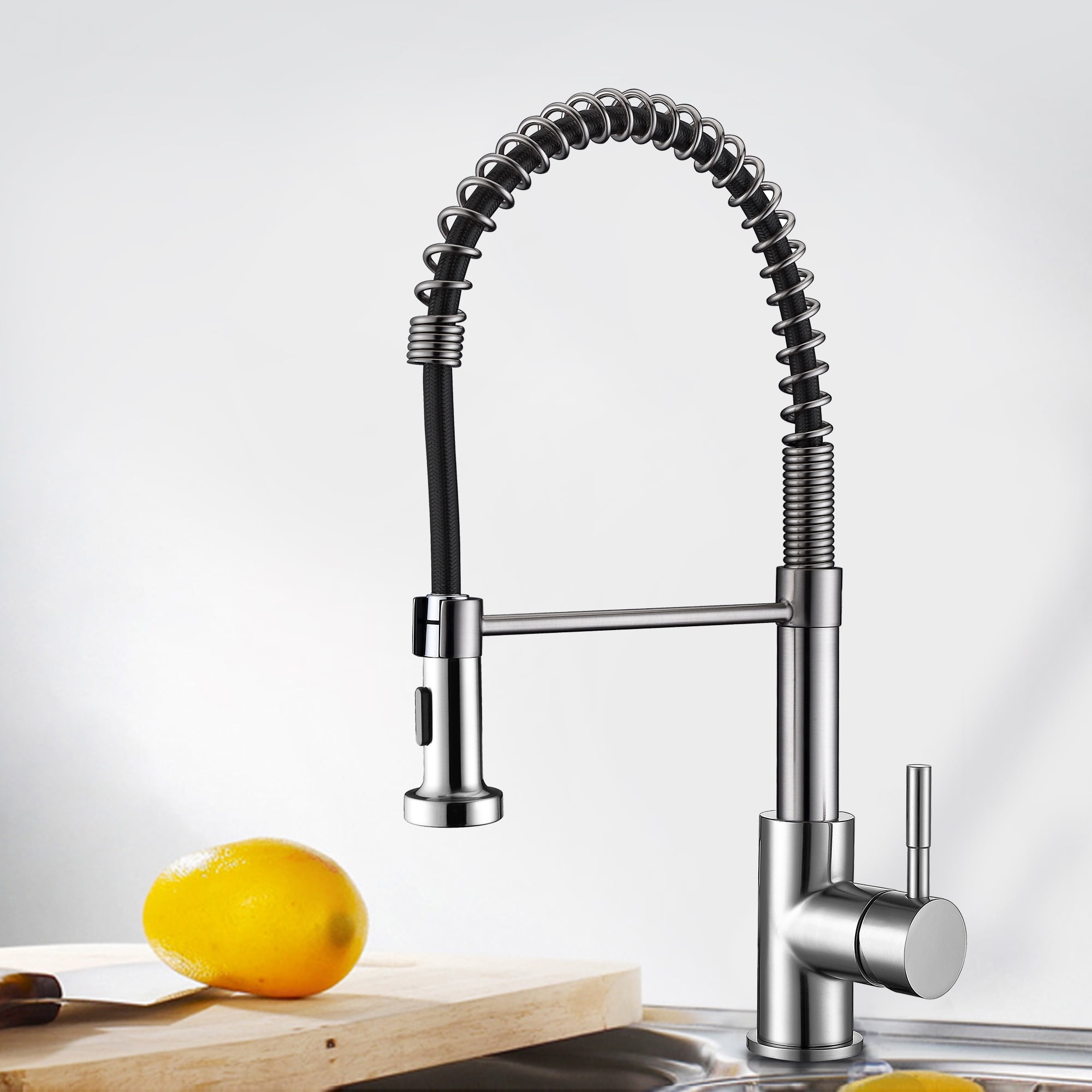 SkyGenius Single Handle Pull Down Kitchen Faucet Spring Sprayer Sink ...