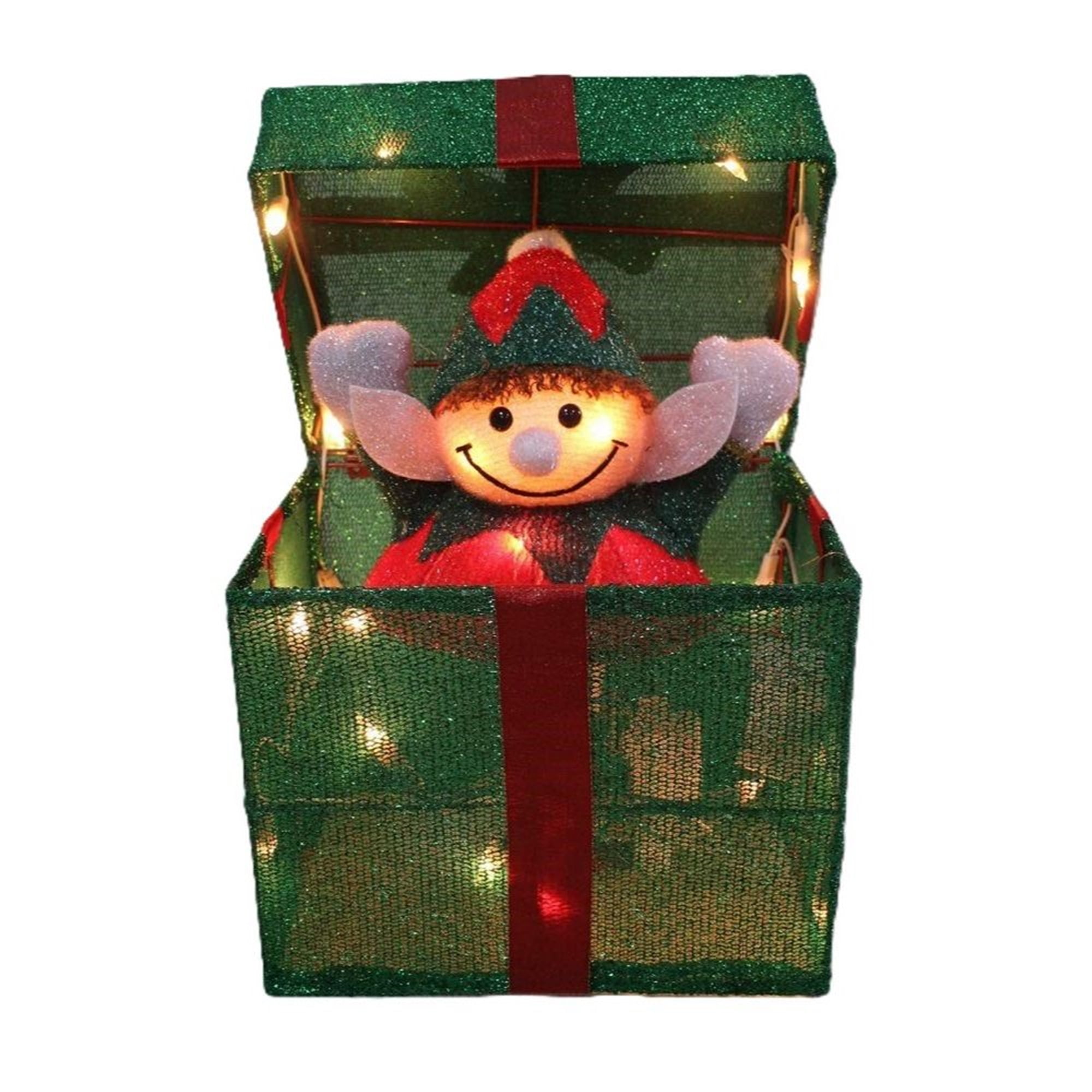 SkyMall Decorative Lighted Animated Pop Up Elf Box - Walmart.com