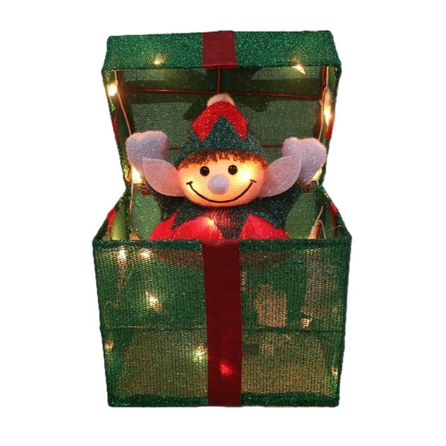 SkyMall Decorative Lighted Animated Pop Up Elf Box - Walmart Business ...
