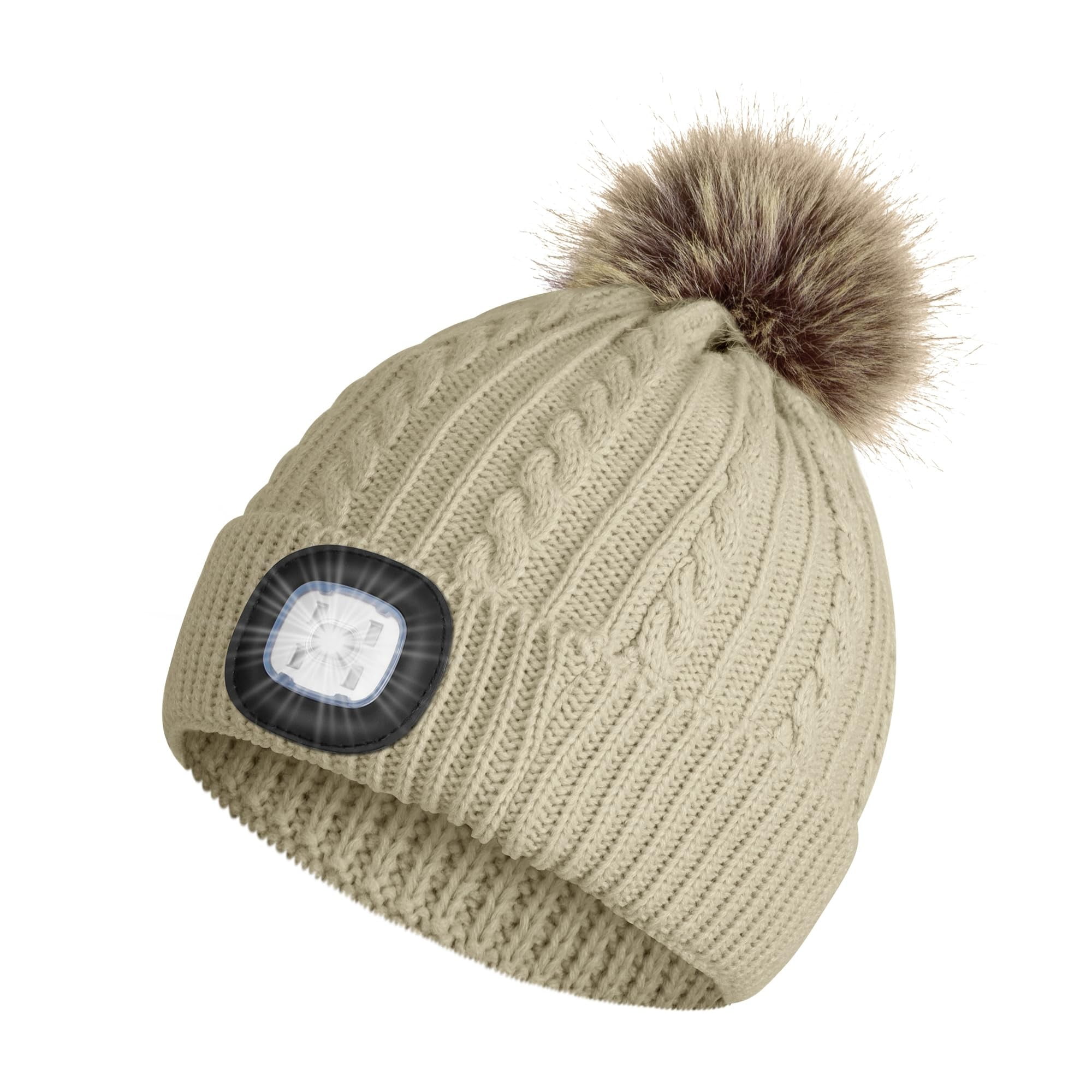 SkyNature LED Beanie Hat with Light, USB Rechargeable Headlamp Winter ...