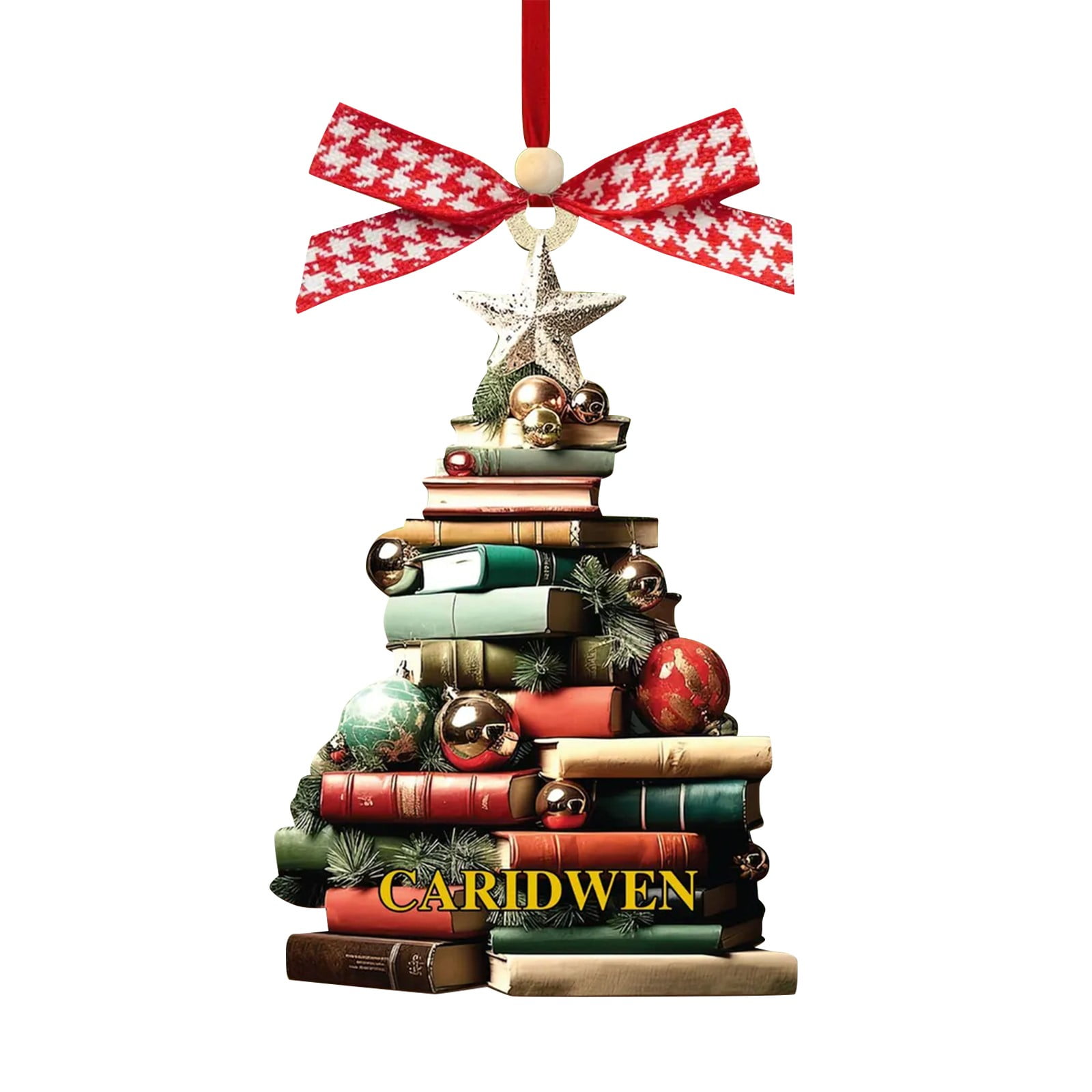 SkyPuzzle 2D Bookworm Christmas Ornaments, Bookshelf Christmas Ornament ...