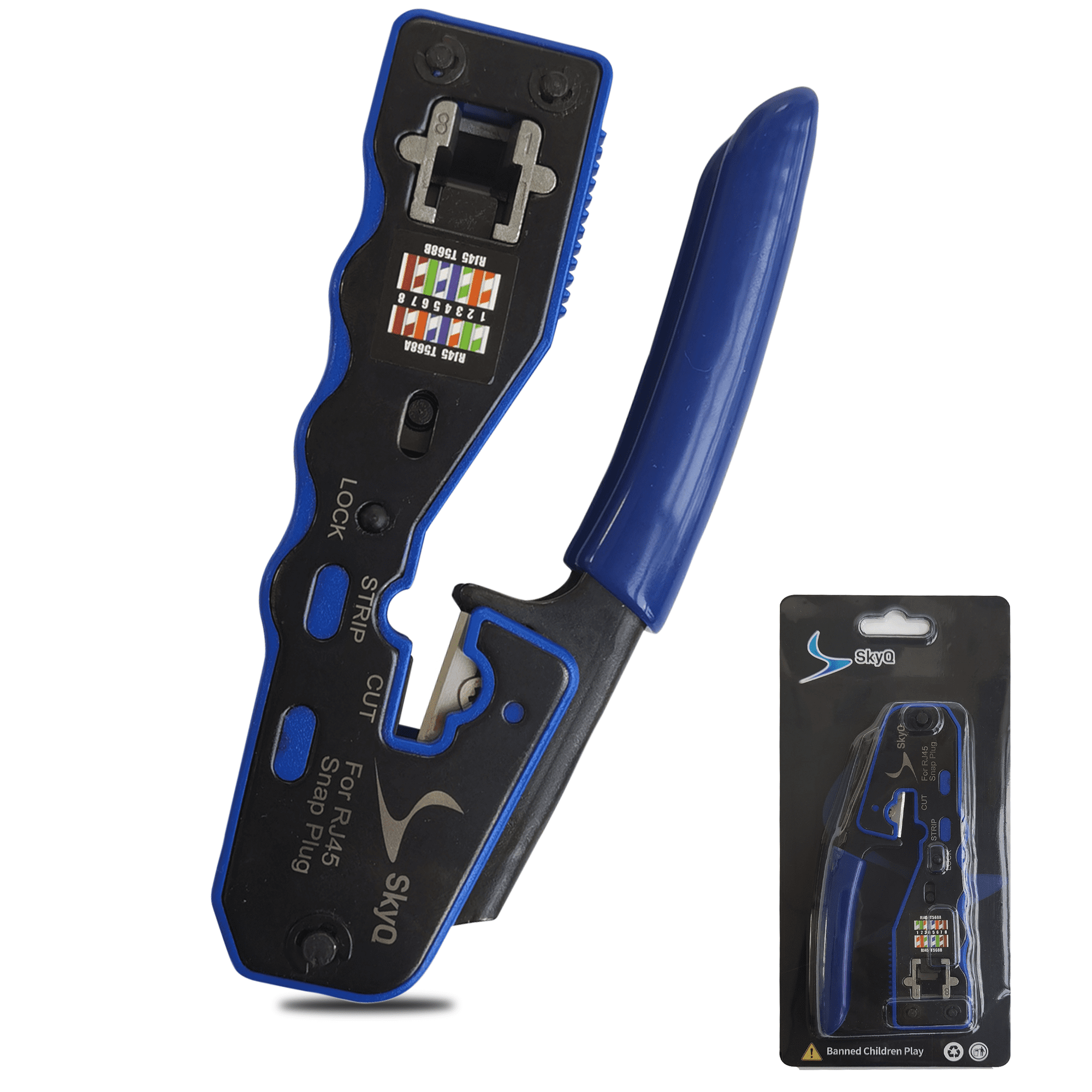 SkyQ RJ45 All in One Pass Through Crimping Tool for Cat6 and Cat5 Ratchet Precision Termination ...