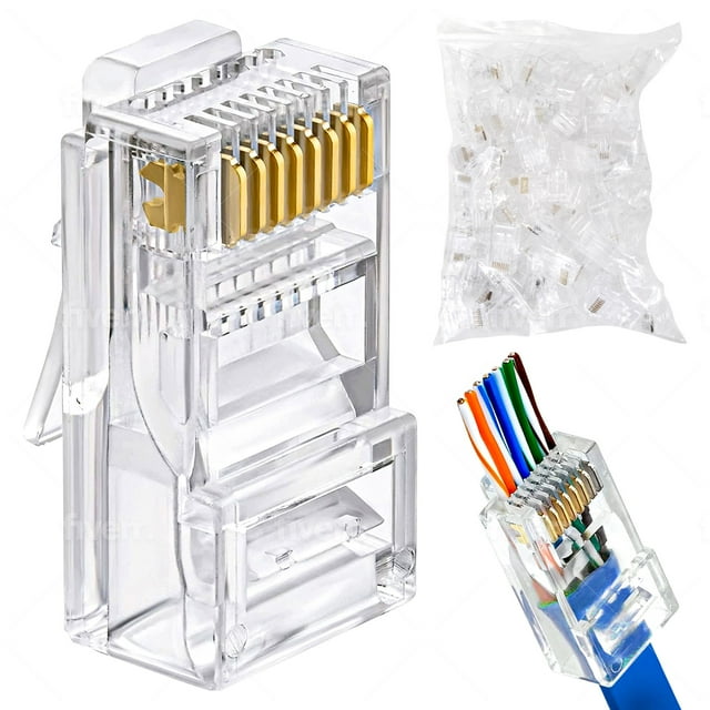 SkyQ RJ45 Cat5e Pass Through Connector Cable Plugs for Solid Ethernet ...