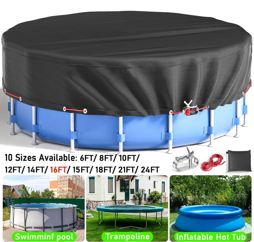 SHELTUSE 16 ft Round Pool Cover Oxford Round Pool Solar Cover Above ...