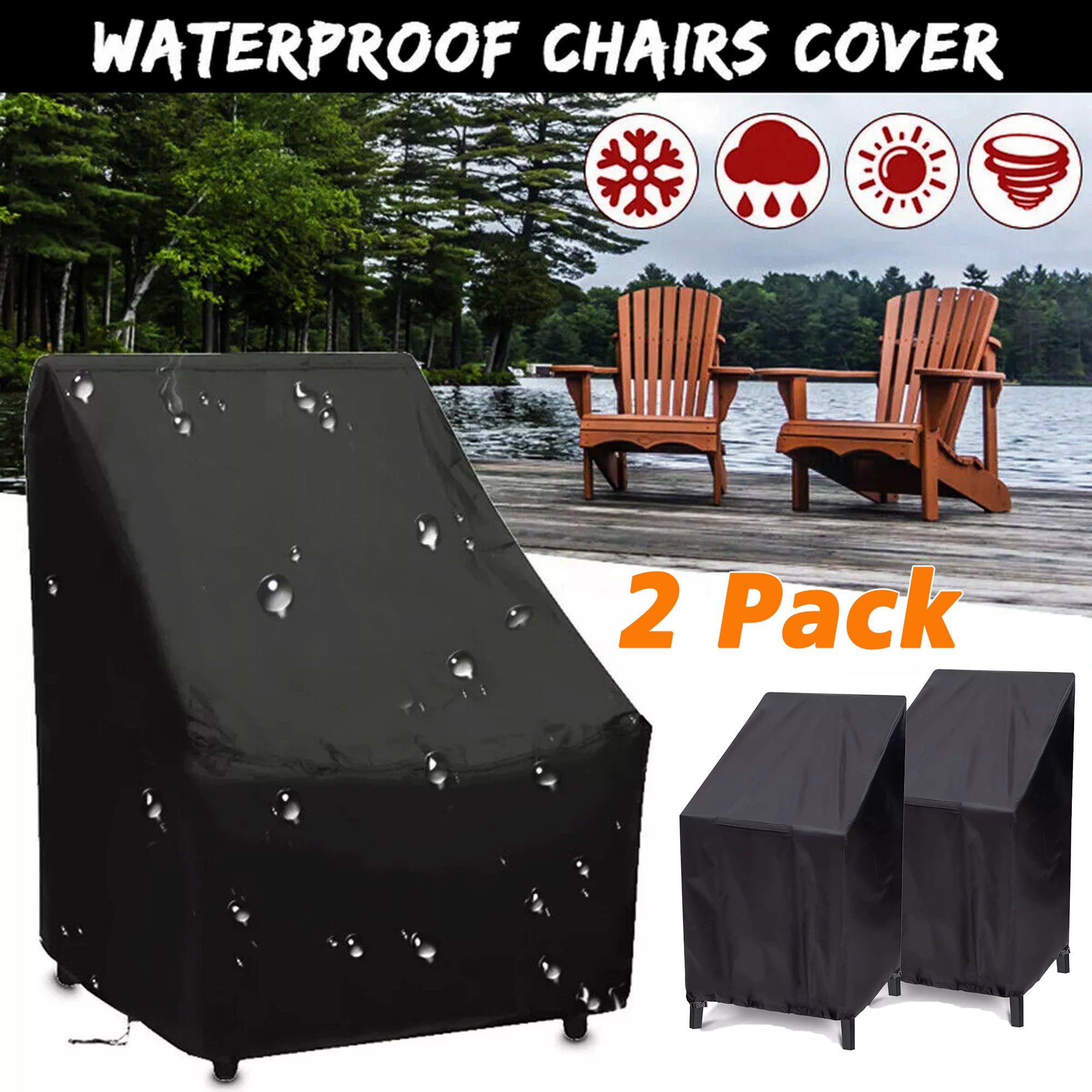 SHELTUSE 2 Pack Patio Chair Covers, Outdoor Lawn Patio Furniture Cover ...