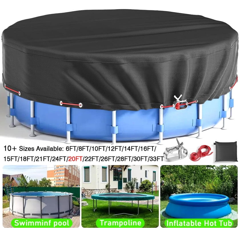 SHELTUSE 20 ft Round Pool Cover, Oxford Fabric, UV Protection, Thermal ...