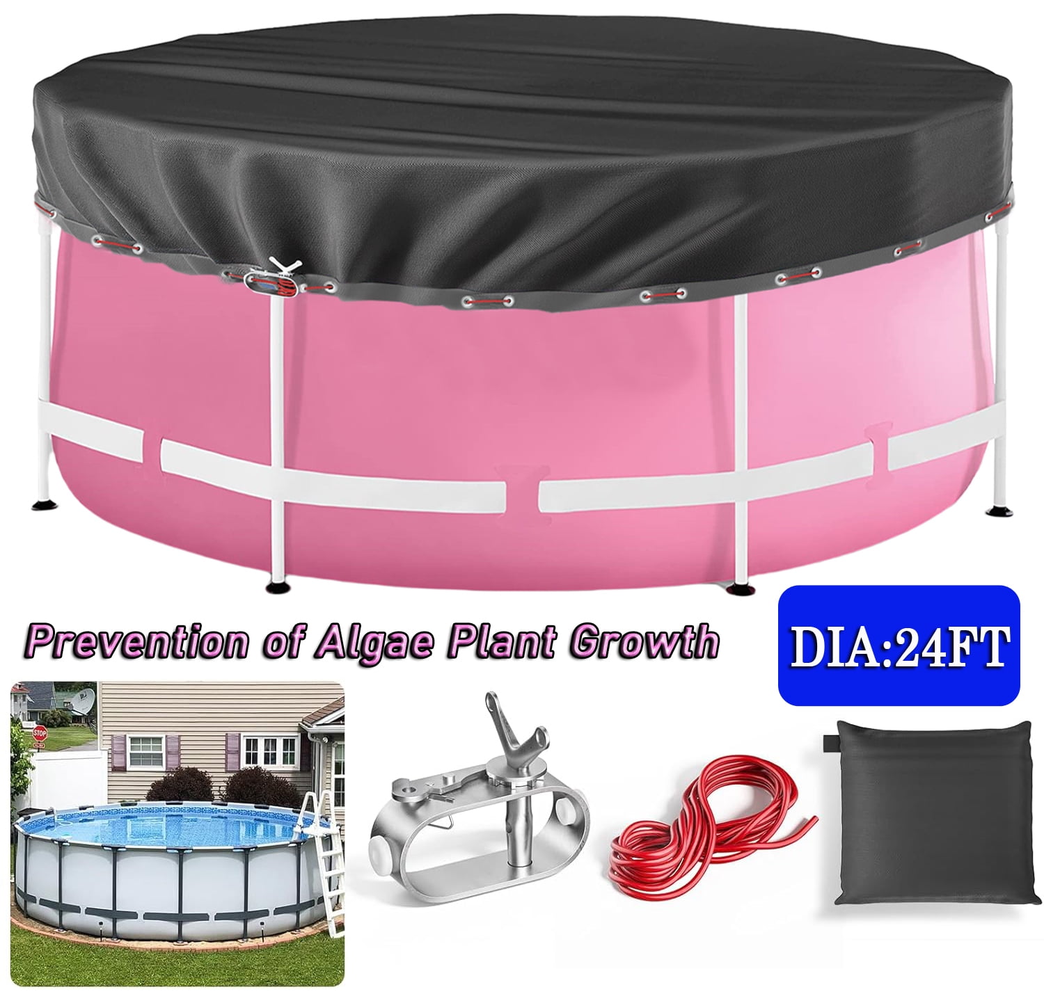 SkyTex 24 Ft Round Pool Cover, Solar Pool Covers for Above Ground Pools ...