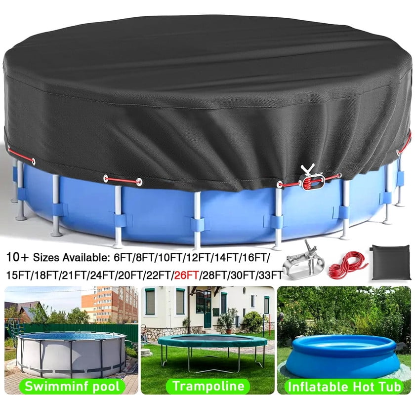 SHELTUSE 26 ft Round Pool Cover Oxford Round Pool Solar Cover Above ...