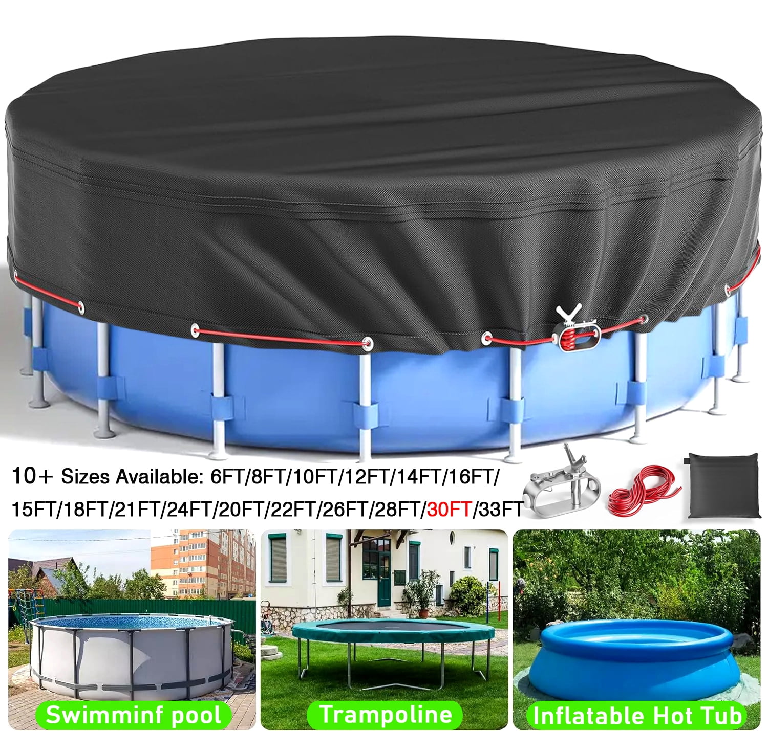 SkyTex 30 ft Round Pool Cover Oxford Round Pool Solar Cover Above ...