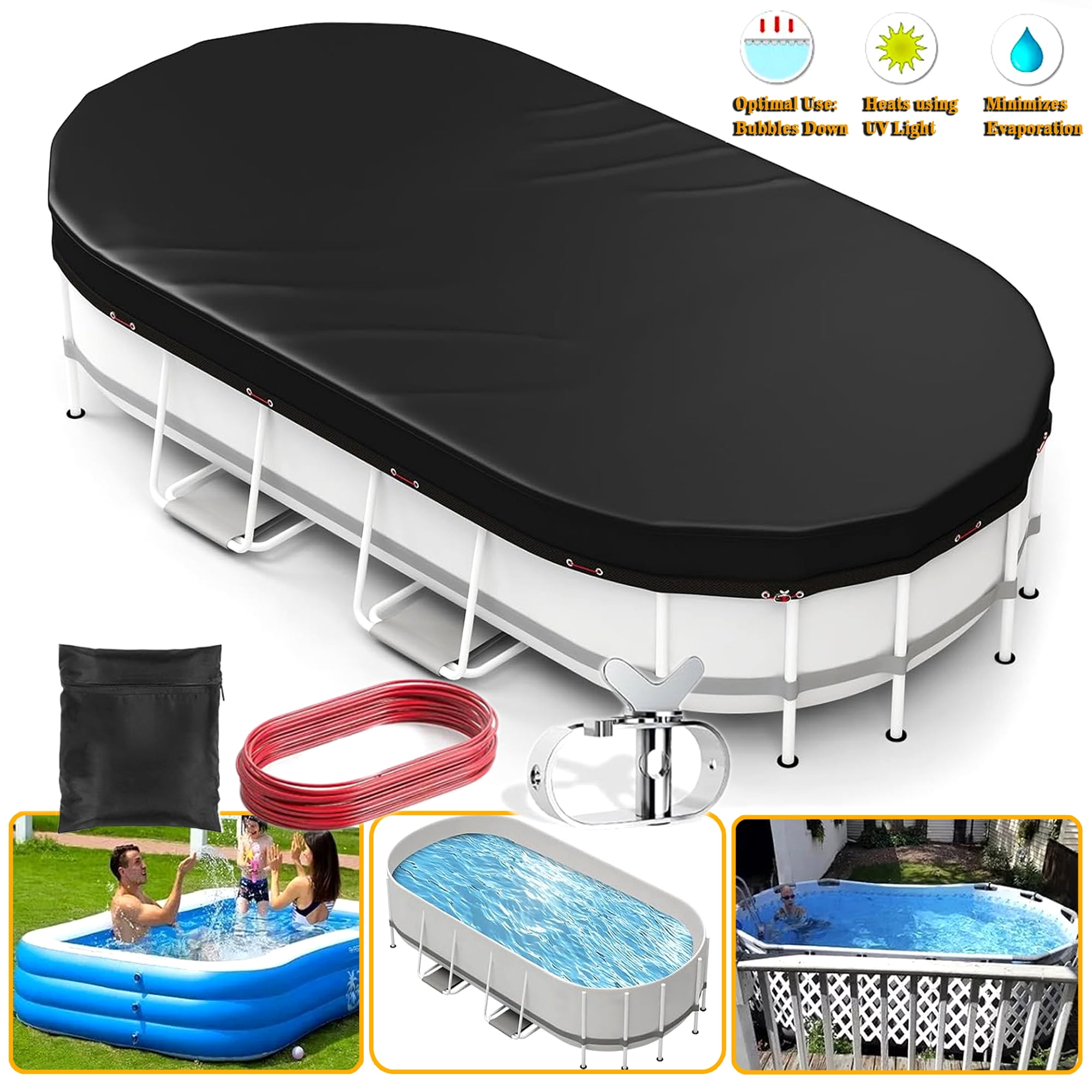 SkyTex 9X18 Ft Oval Pool Cover, Solar Pool Covers for Above Oval Pools ...