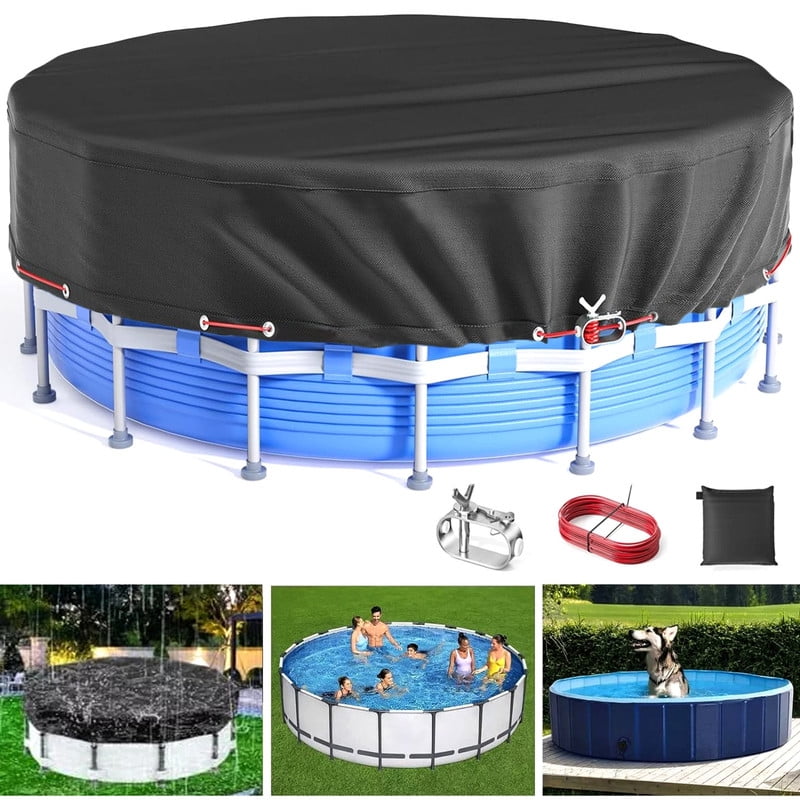 SHELTUSE Round Pool Cover, 15 ft Oxford Round Pool Solar Cover Above ...