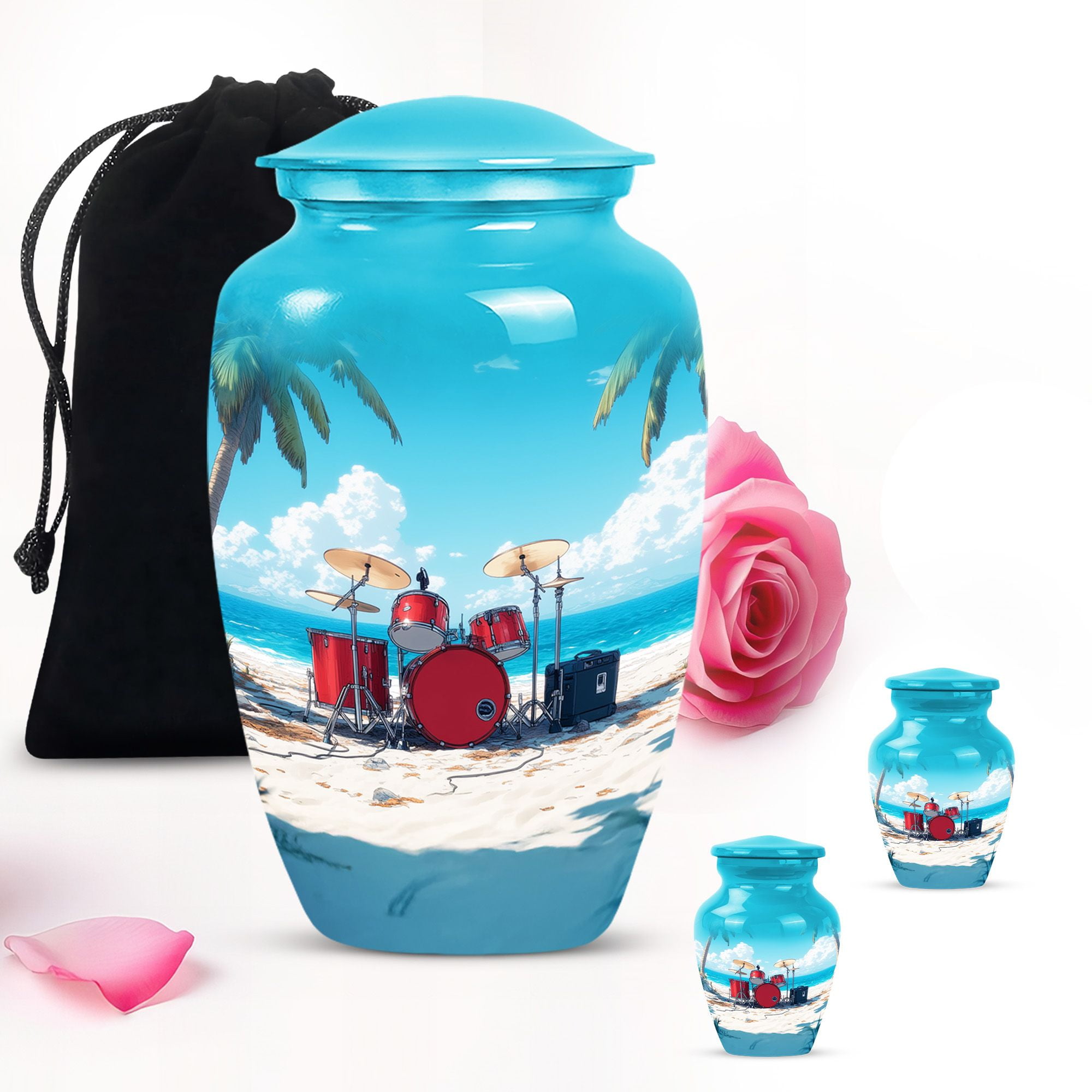 Skyblue Beach Drum set small urns for human ashes keepsake - mini ...