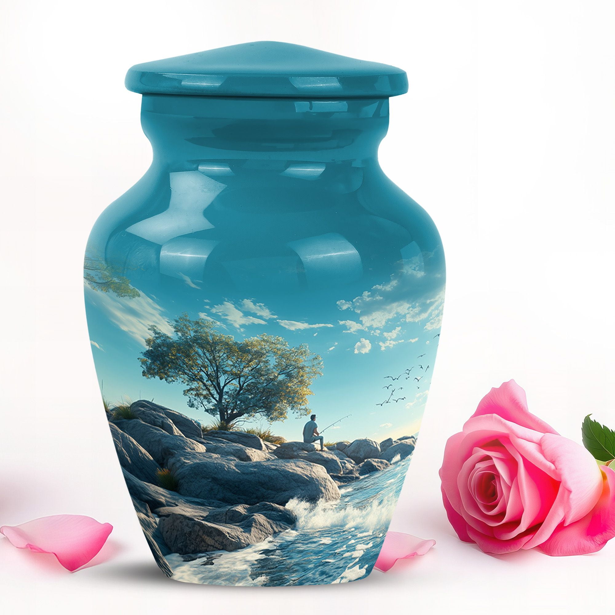 Skyblue Fishing small urns for human ashes keepsake - mini funeral urn ...
