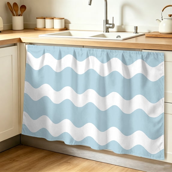 Skyblue Sea Cabinet Curtain, Wave Ripple Stripe Sink Skirt for Bathroom ...