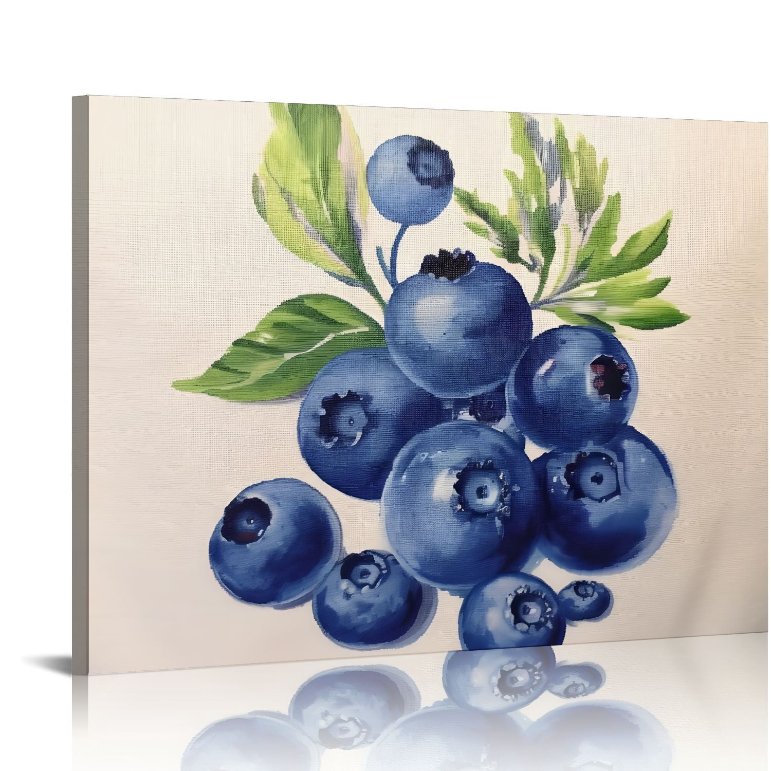 Skybluee Blueberries Leaves Still Life Wall Decor Canvas for Bathroom ...