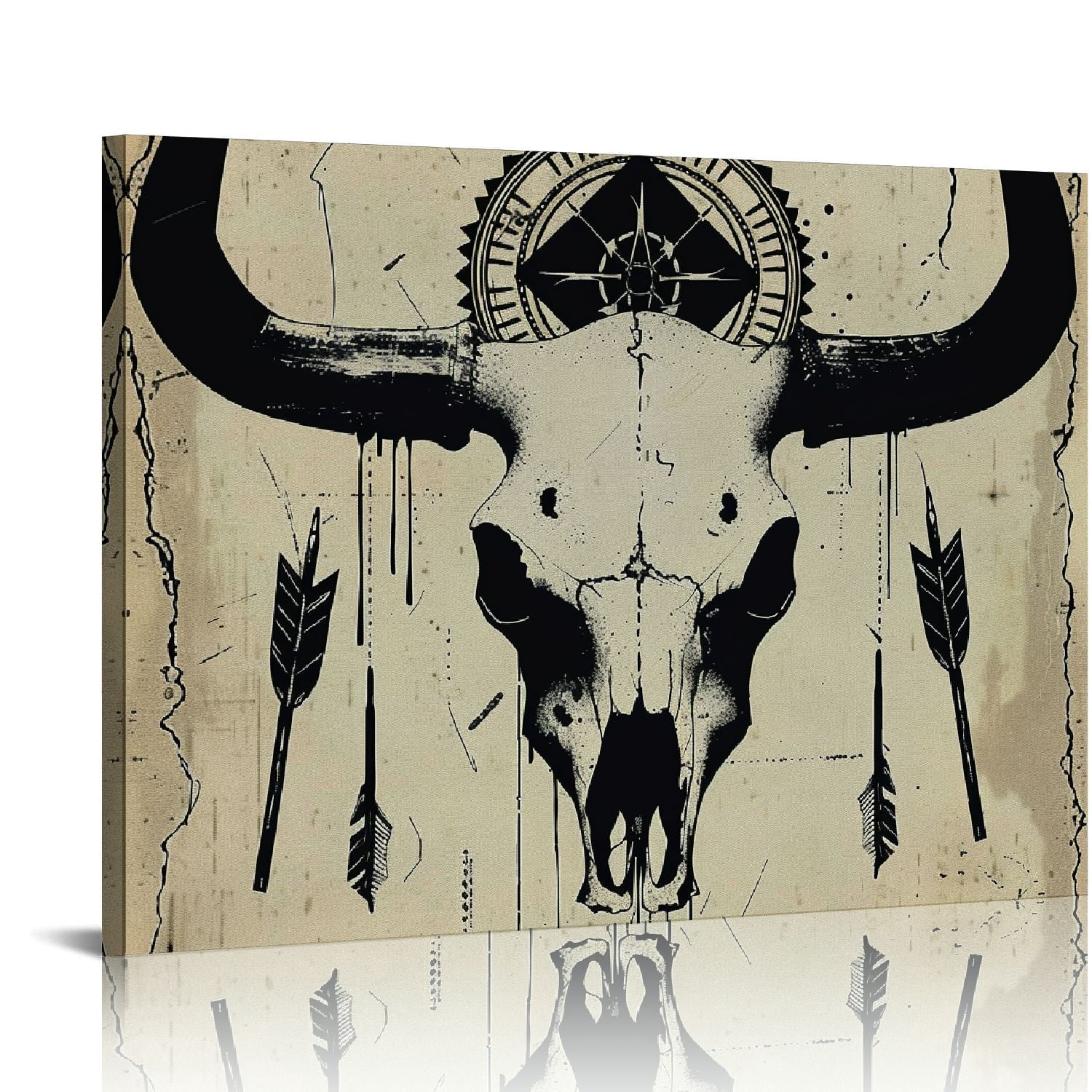 Skybluee Bull Skull Horns Decorative Canvas Print for Living Room ...