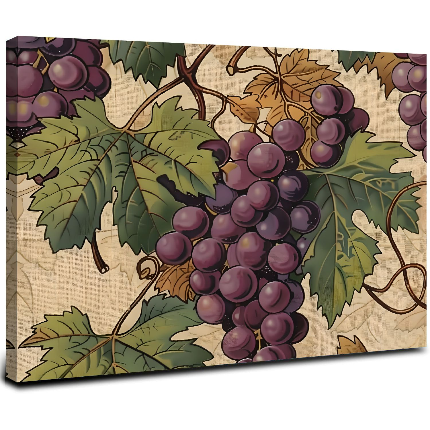 Skybluee Grapes Vine Leaves Canvas Wall Art Decor for Living Room ...