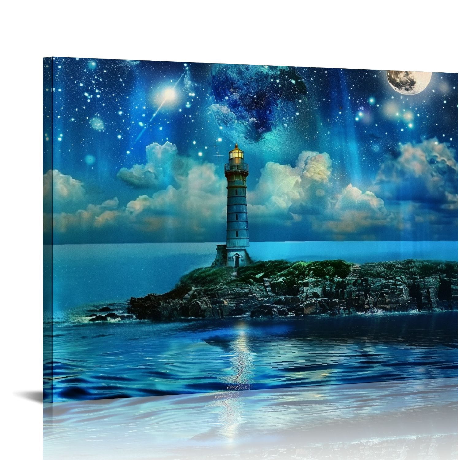 Skybluee Lighthouse Island Ocean Art Modern Canvas Prints for Living ...