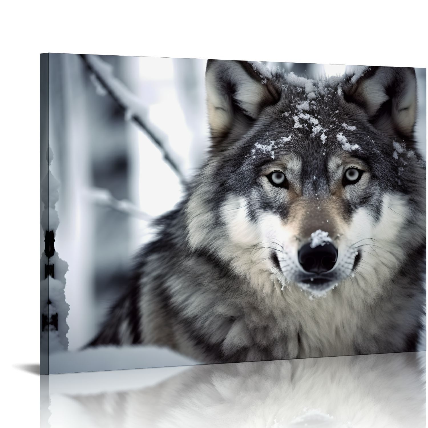 Skybluee Wolf Trees Snow Decorative Canvas Wall Art Set for Home Office ...