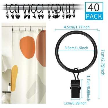 60 Pack Metal Curtain Rings with Clips, Curtain Clip Rings Hooks for ...