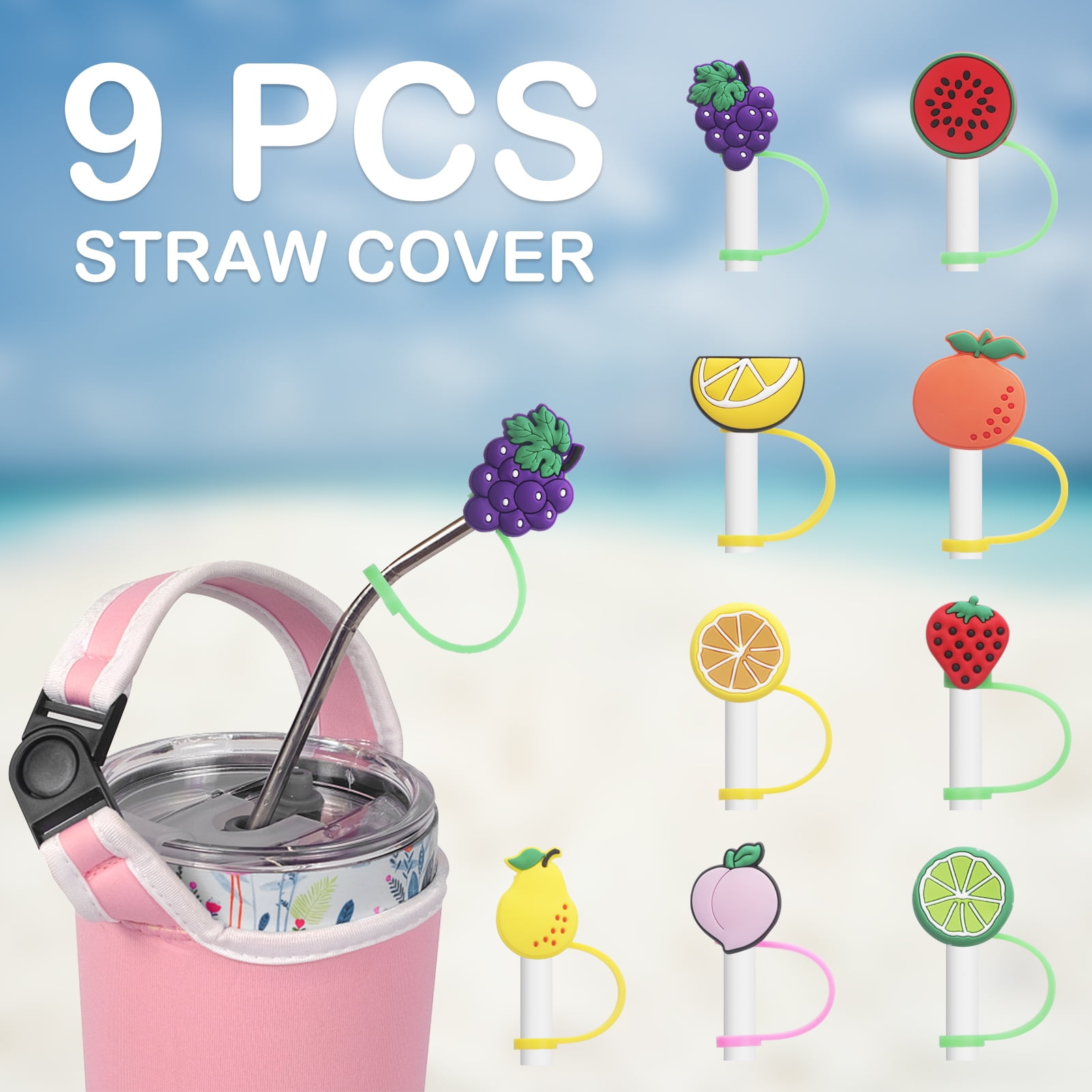 Skycase 9 PCS Straw Covers Cap,Silicone Straw Tips Covers for Reusable ...
