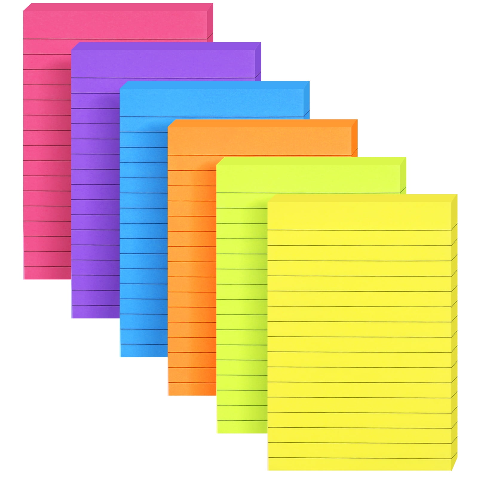 Skycase Large Supplies Sticky Notes Pads, 6 Pack Colored Lined 4x6 inch ...