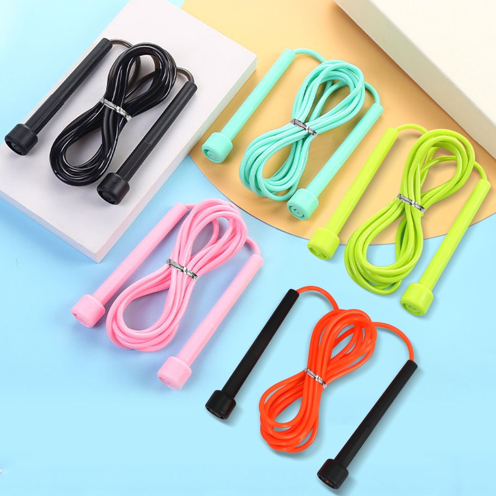 Skycase Jump Rope Pack, 5 Adjustable Flexible Silicone Skipping Ropes ...