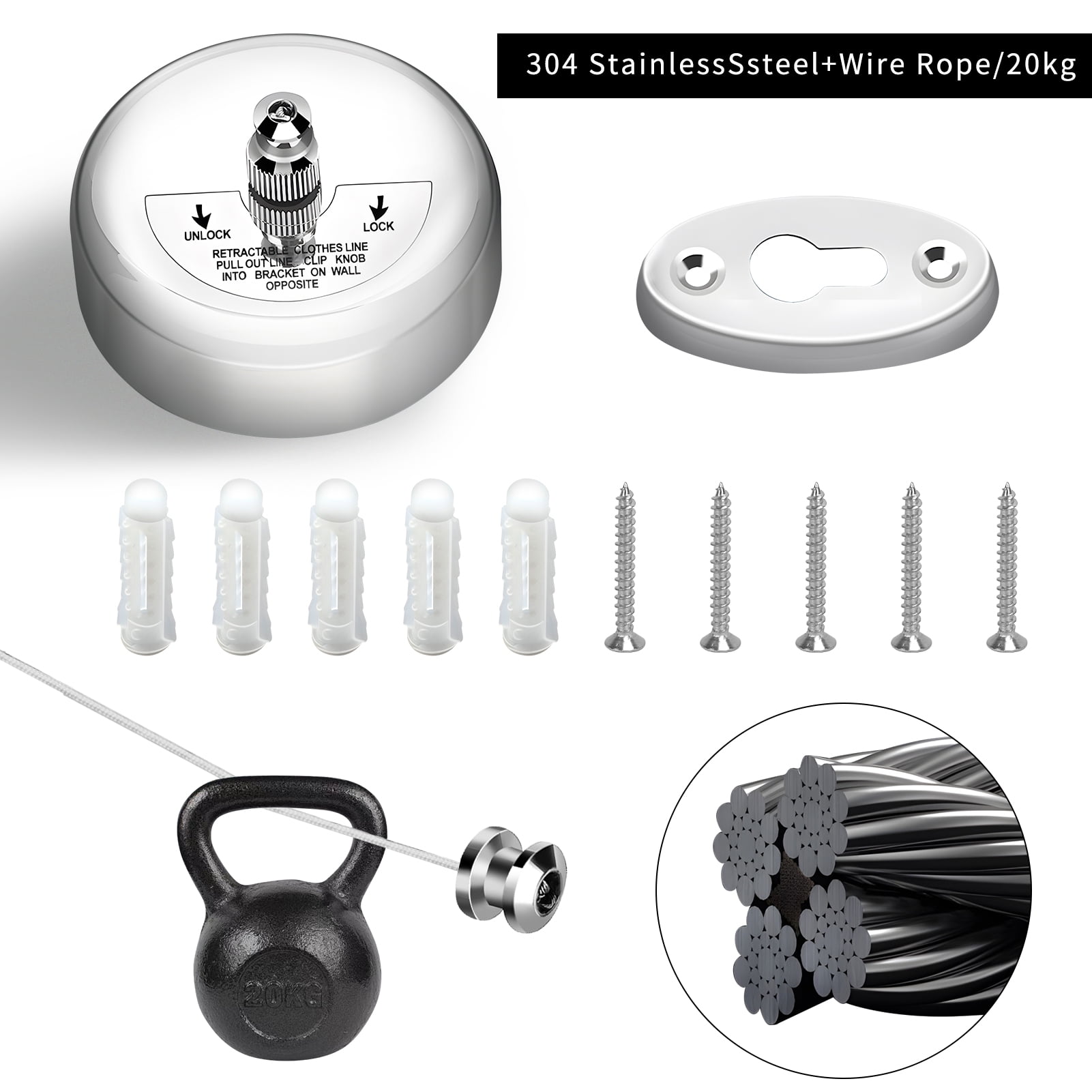 Skycase Retractable Clothes line, Stainless Steel Heavy Duty ...