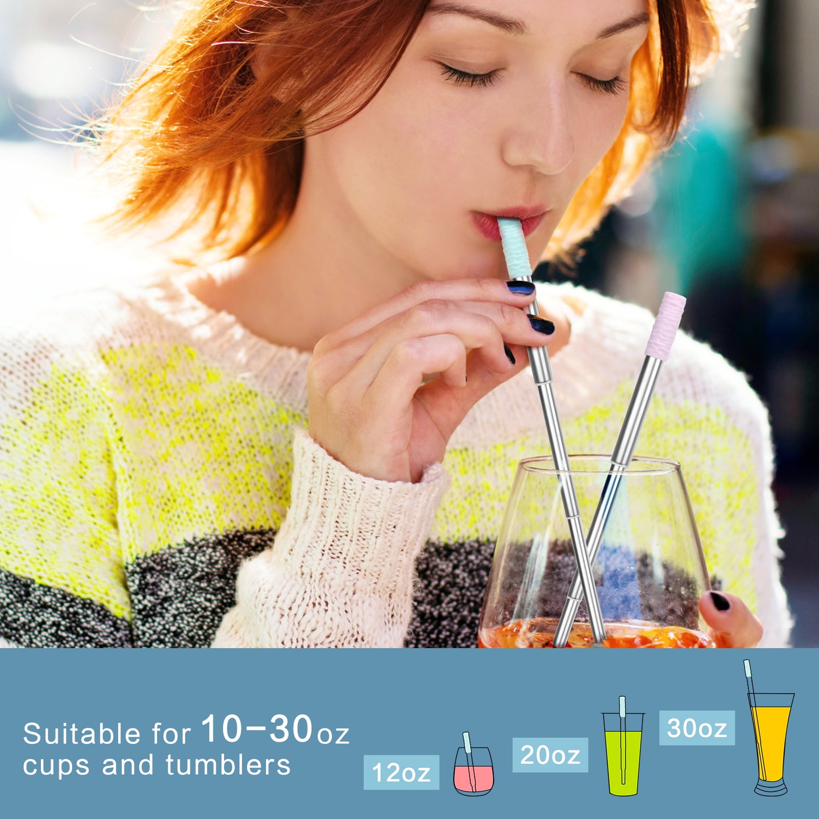 Skycase Reusable Straws - 2 Pack Collapsible Stainless Steel Straws ...