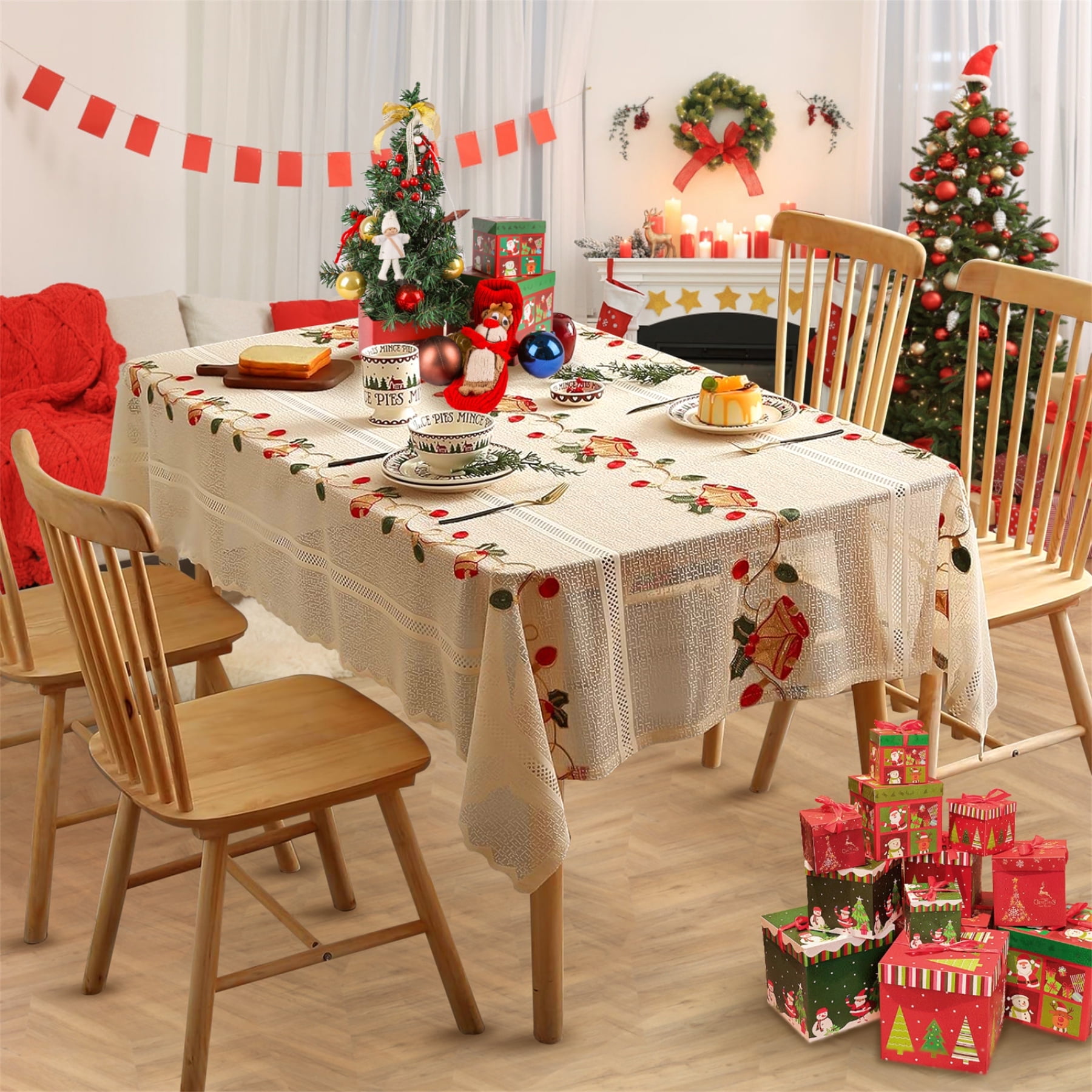 Skycase Tablecloth Rectangle Bell Pattern Embroidered Lace Dining Table ...