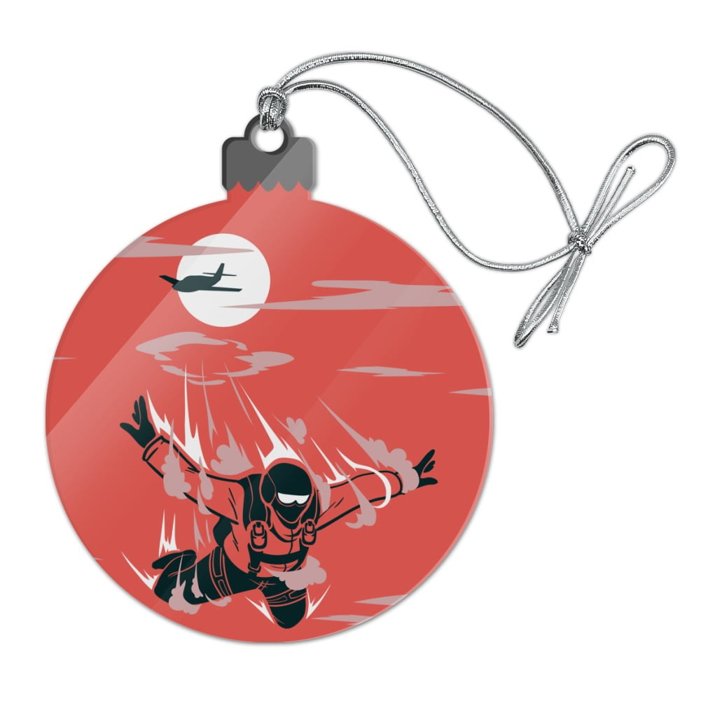 Skydiver Skydiving Out of Plane Acrylic Christmas Tree Holiday Ornament ...